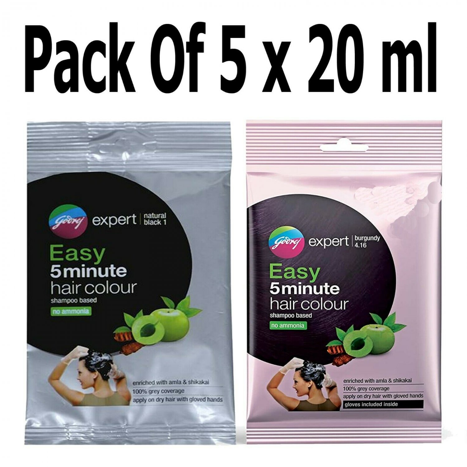 Godrej Expert Easy 5 Minute Shampoo Hair Color Sachets Natural Black ...