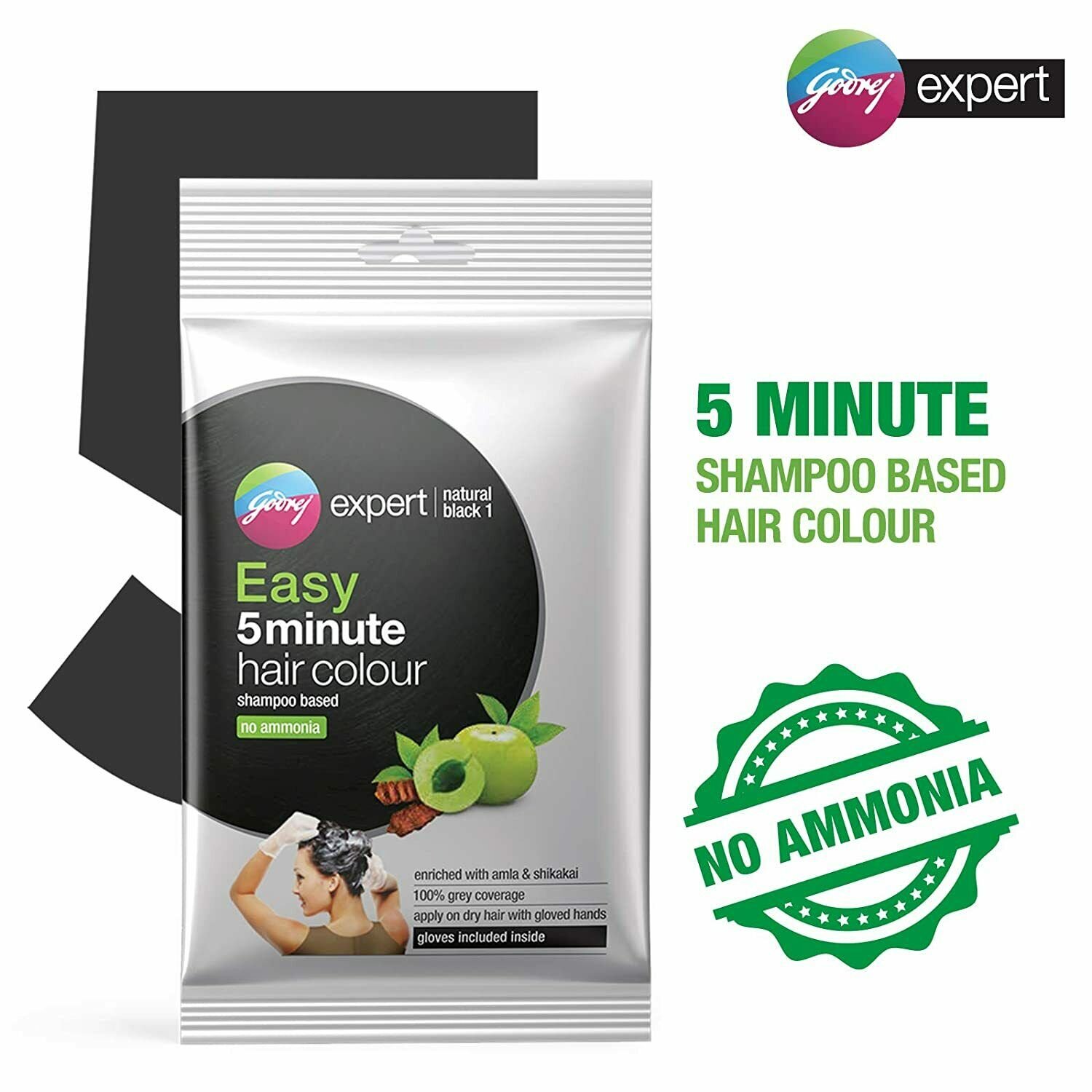 Godrej Expert Easy 5 Minute Shampoo Hair Color Sachets Natural Black ...
