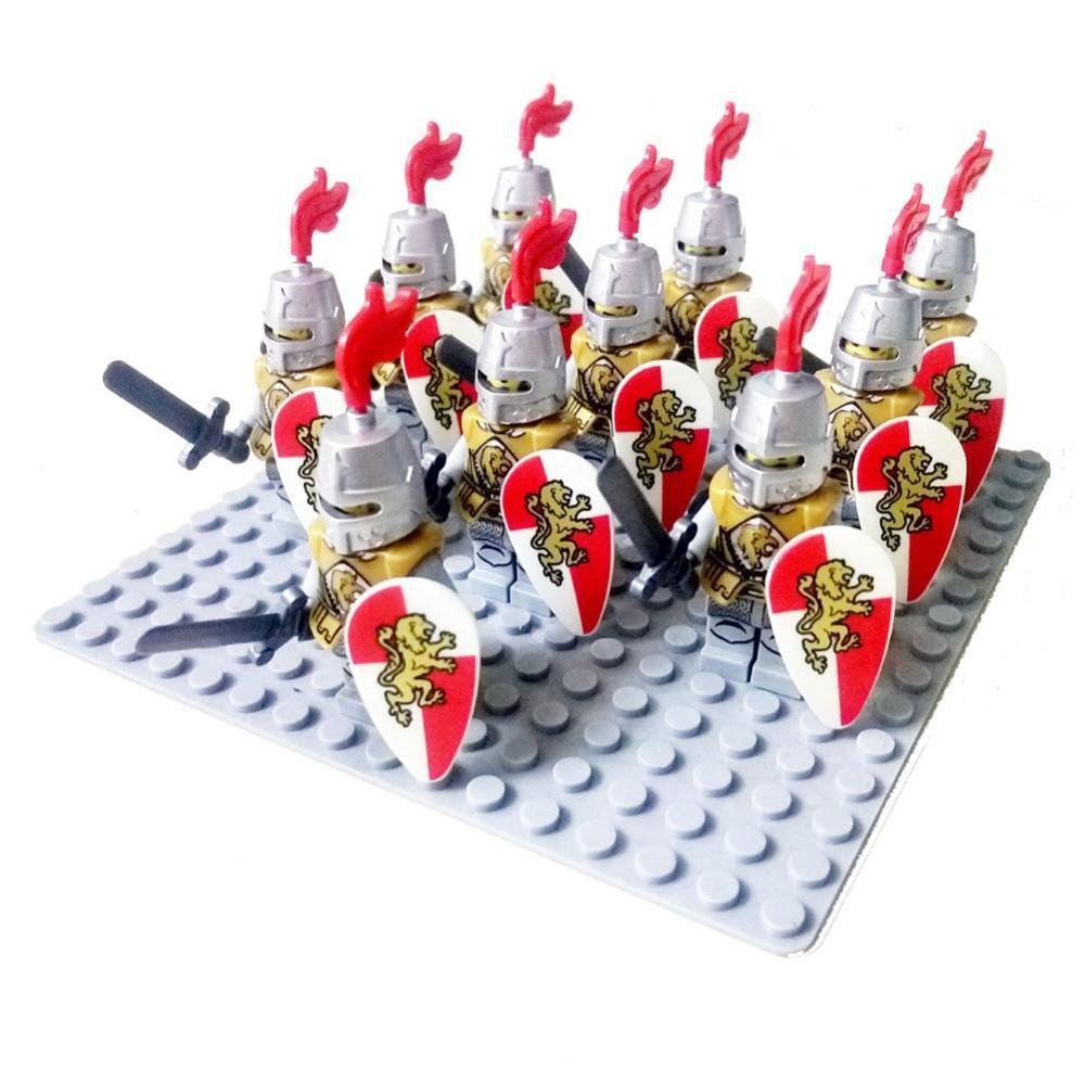 Minifigures Figurines Medieval Soldiers 10Pcs/Set Red Knights Type A ...