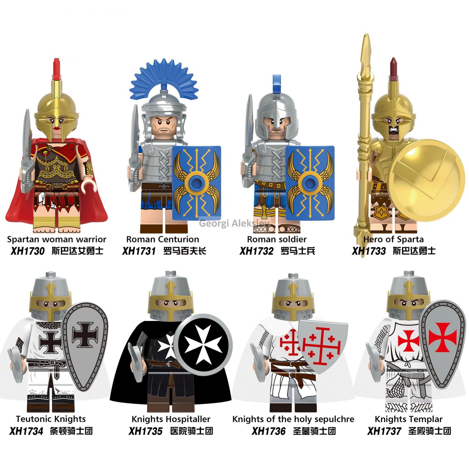8Pcs/Set Building Blocks Minifigures Figurines Medieval Soldiers Army ...