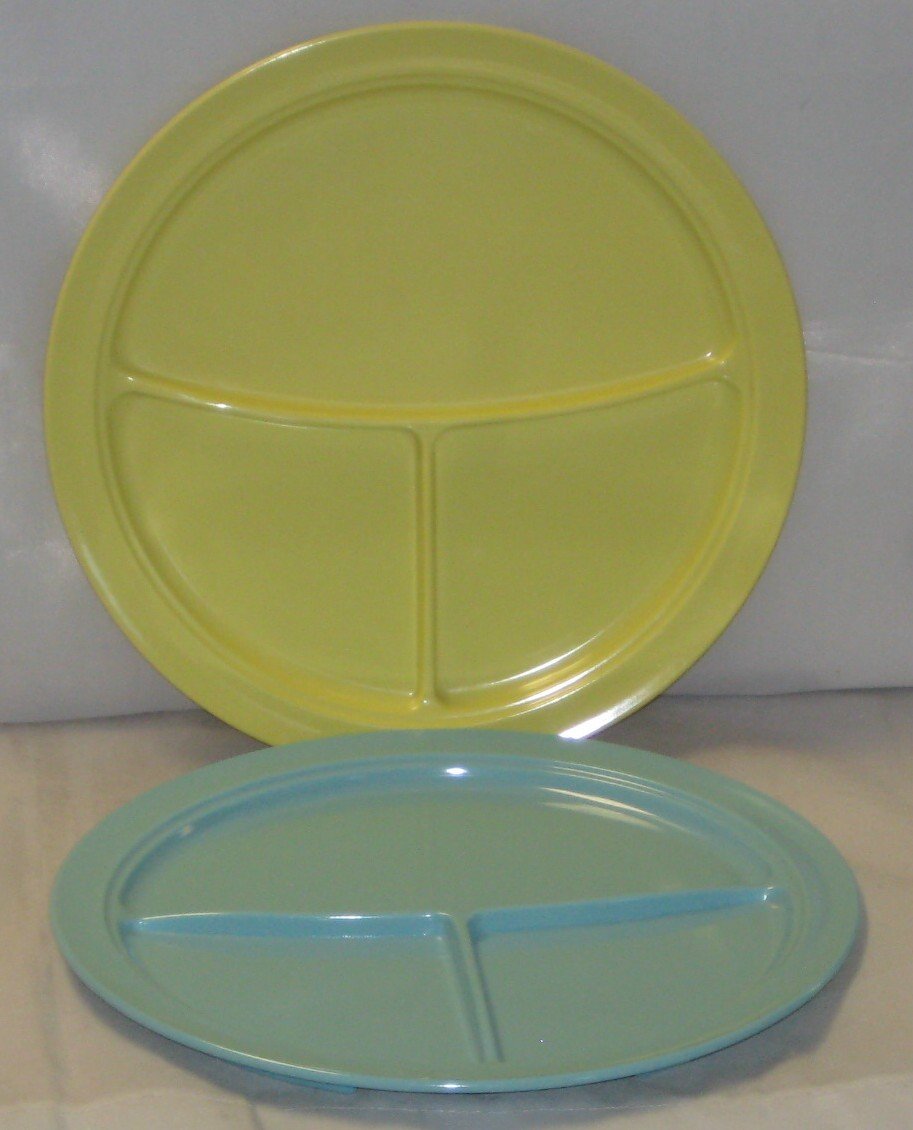 Mallo Ware Cafeteria Style Lunch Plates Yellow & Blue