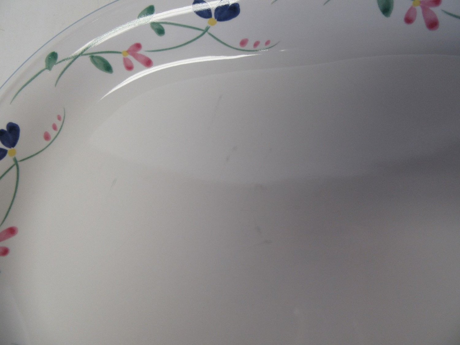 Hearthside ALLEGRO Stoneware Platter 12" White with Pink Blue Flowers ...