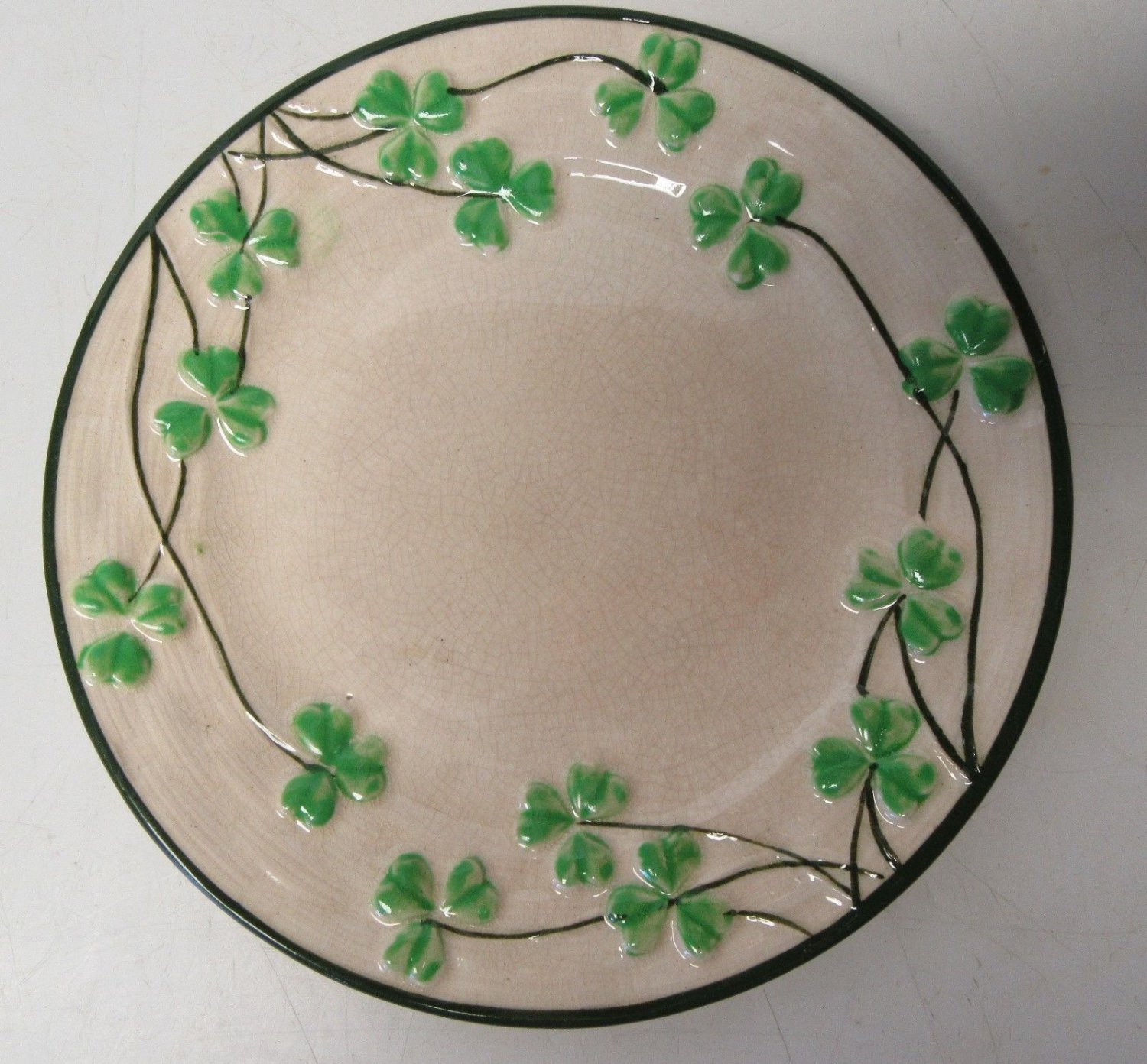SHAMROCK Clover CHINA Salad PLATE HAND PAINTED Made In Japan 7.5" Vintage