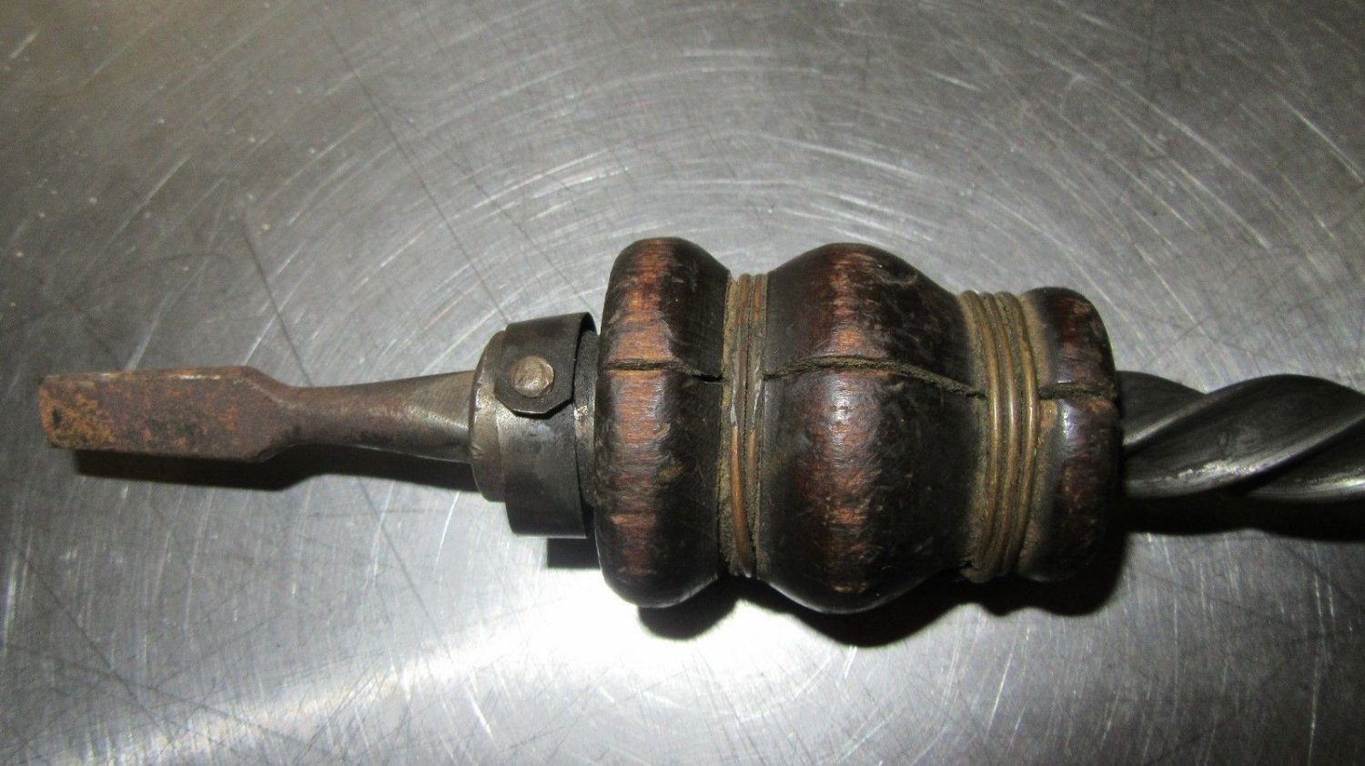 A. H. Reid's Brace Push Drill Screwdriver Philly PA Wood 1881 with One Bit