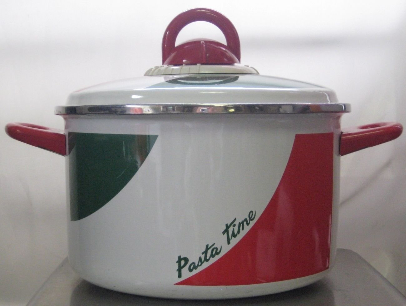 MetroKane Pasta Time Enamel Cooking Pot with Built in Lid Timer Vintage ...