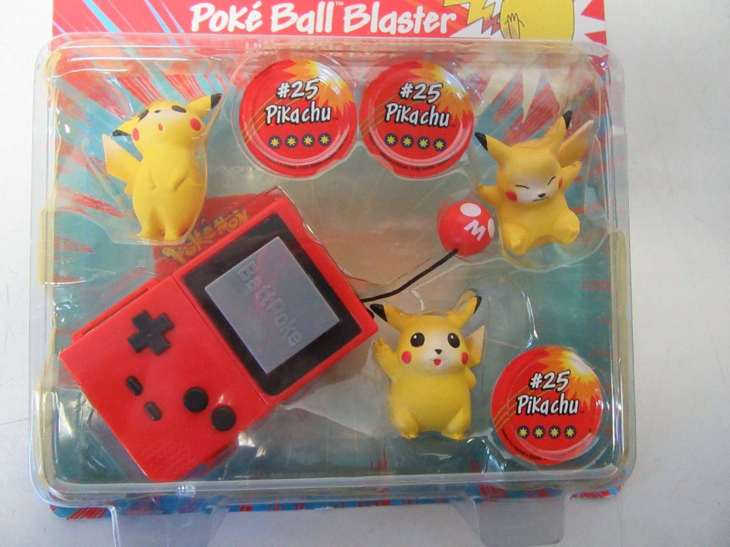Red PokeBall Pokemon Battle Figures #25 Pikachu & Poke Ball and Battle ...