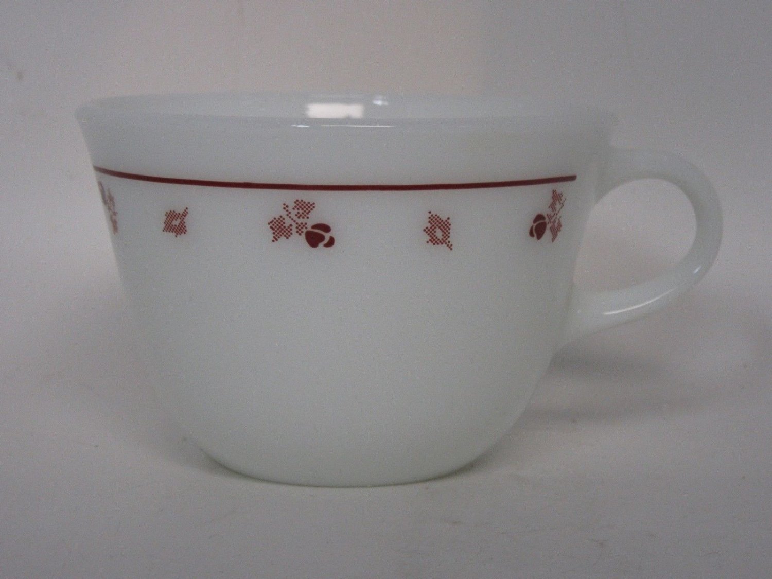 Vintage Pyrex Coffee Tea Cup Mug Opal White Burgundy Rose