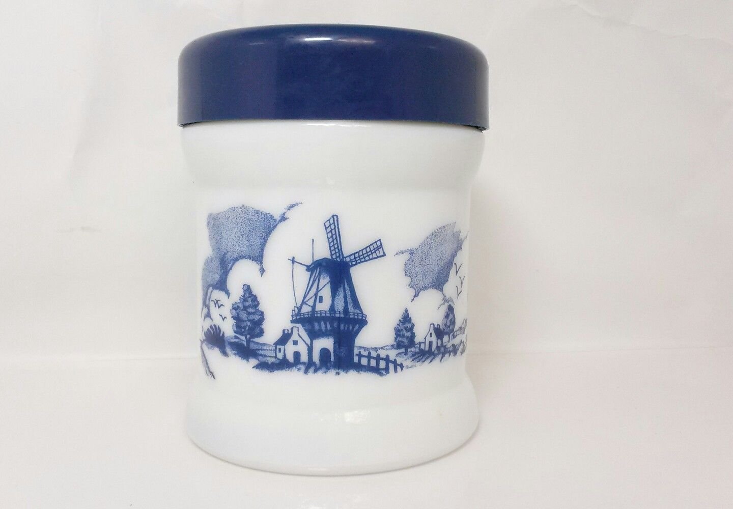 Milk Glass Humidor Tobacco Storage Jar White Canister Delft Blue Dutch ...