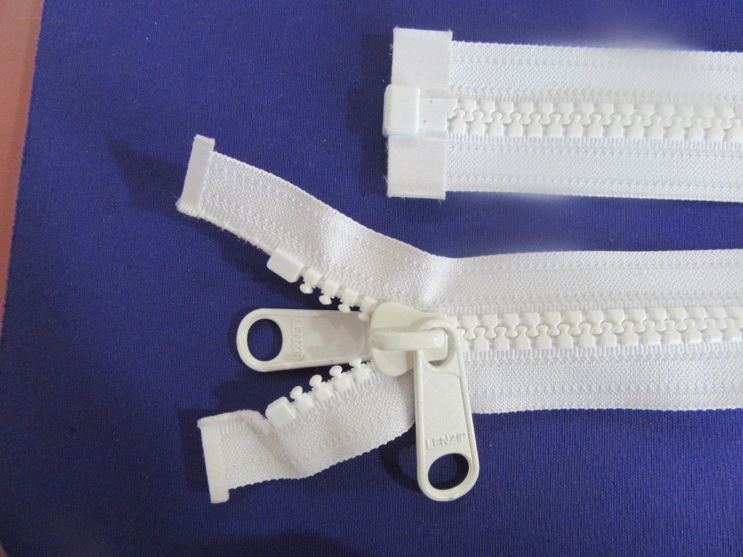Upholstery Zipper White Tape Approx. 50-52" Double Pull Slider Open End