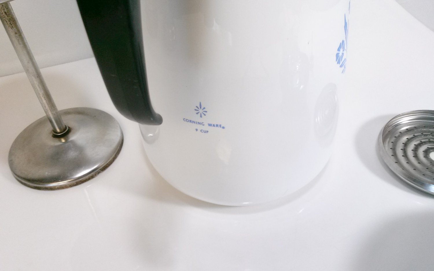 Corning Ware Blue Cornflower 9 Cup Coffee Tea Pot Stovetop Non Electric ...