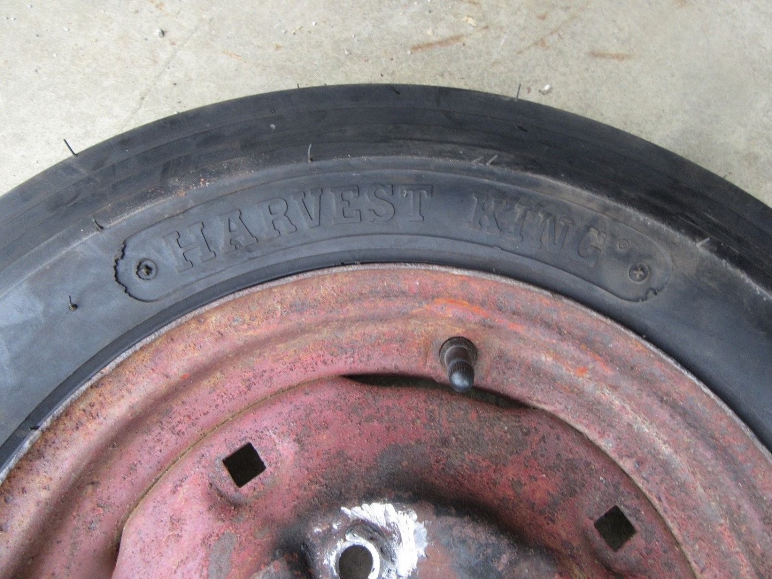 Farmall Cub IHC Front Rim Wheel and New Tire, Flaw on Rim