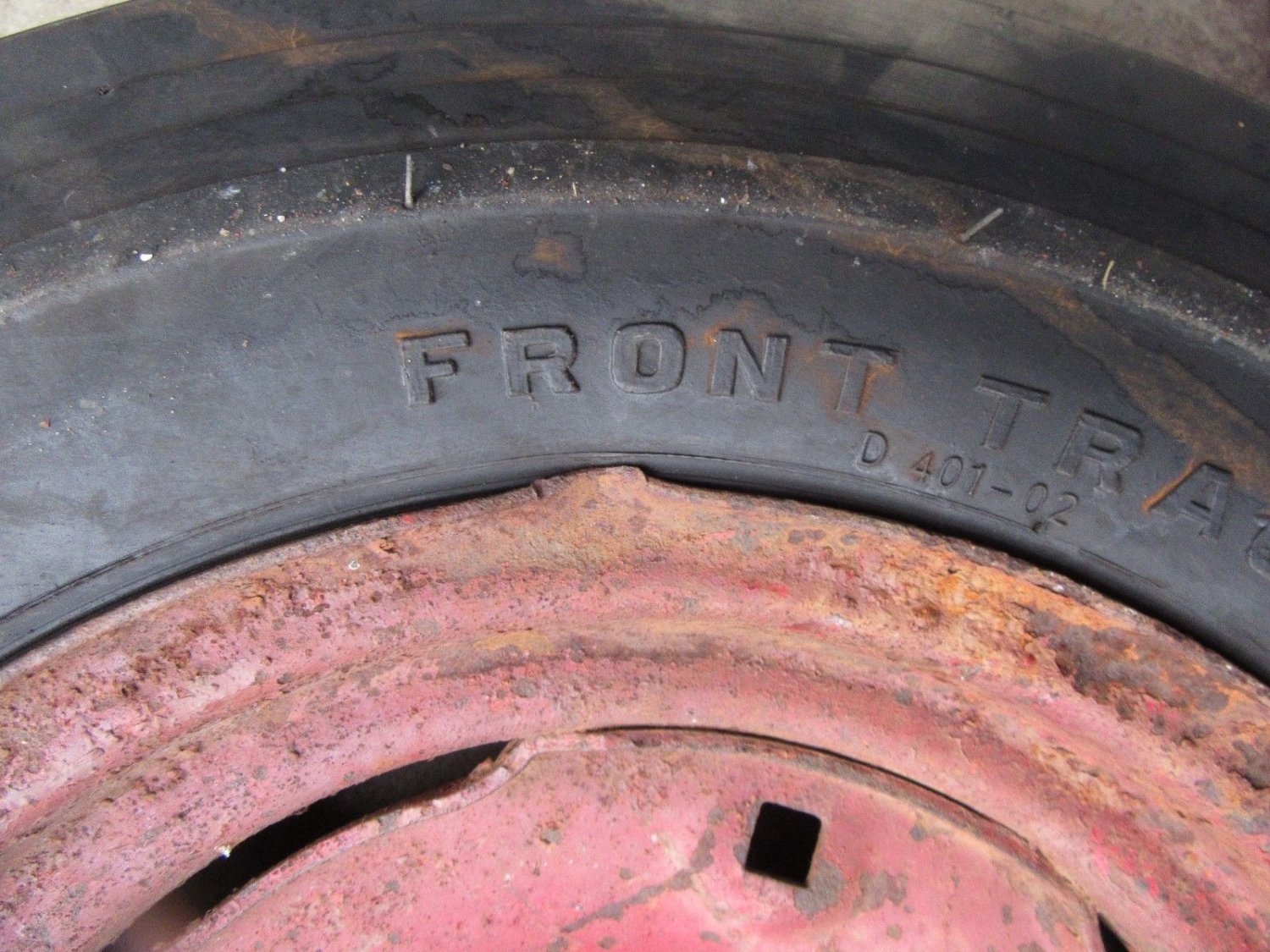 Farmall Cub IHC Front Rim Wheel and New Tire, Flaw on Rim