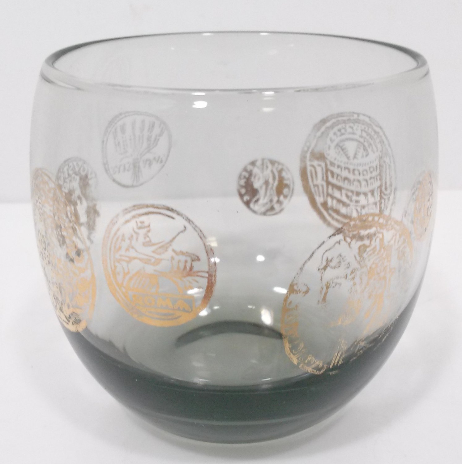 Mid Century FEDERAL GLASS Roly Poly GOLD COIN Tumbler