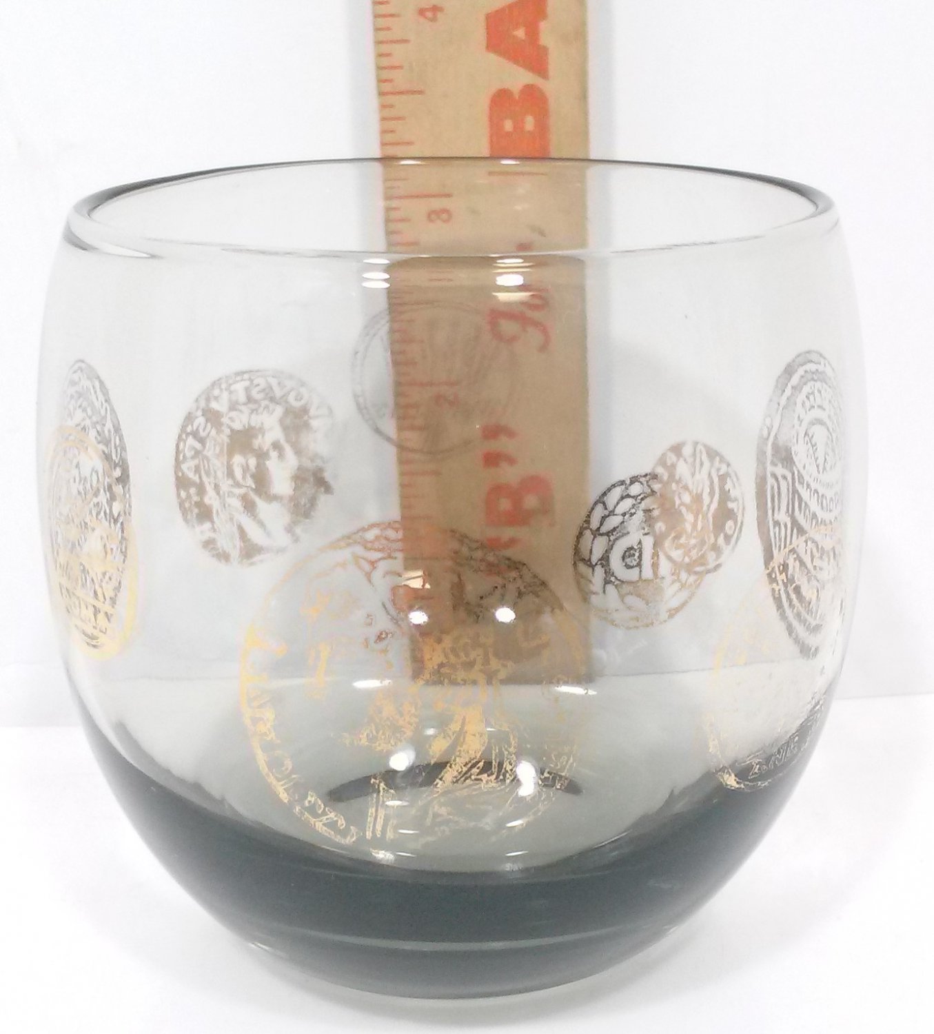 Mid Century FEDERAL GLASS Roly Poly GOLD COIN Tumbler