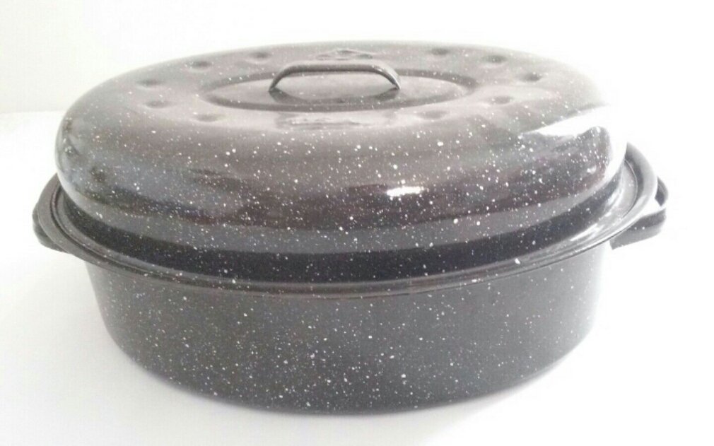 GHC Oven Roasting Turkey Pan Blue Granite Enamel 18"