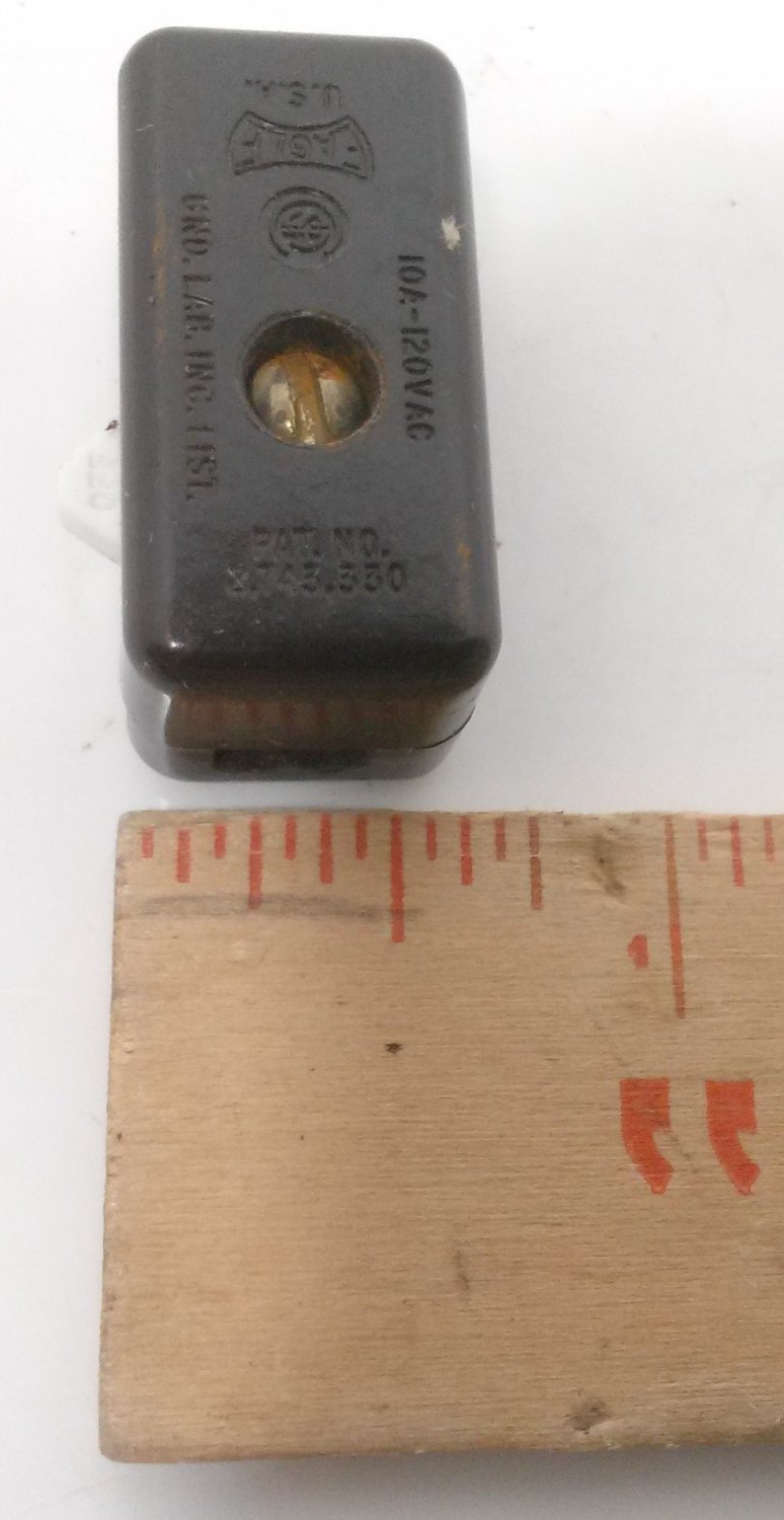 Mini Eagle #410-2 Feed-Through Lamp Cord Switch 10a-120v ac 1200 watts