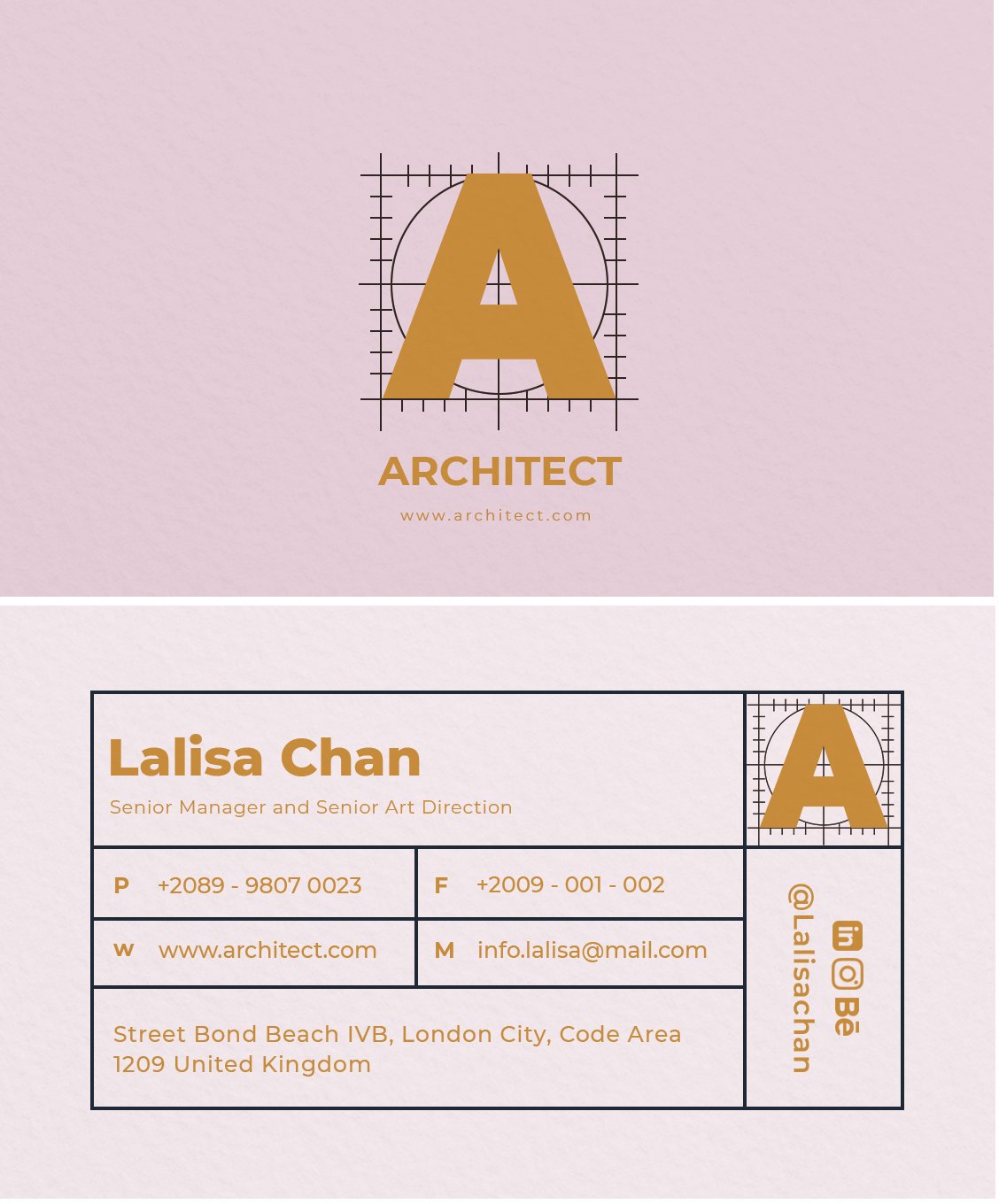 architect Business Card template PSD & PDF formats