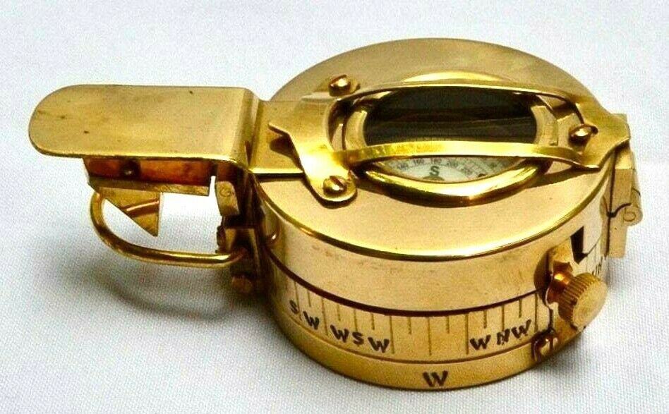 Antique Brass Military Compass Collectible Nautical Gift