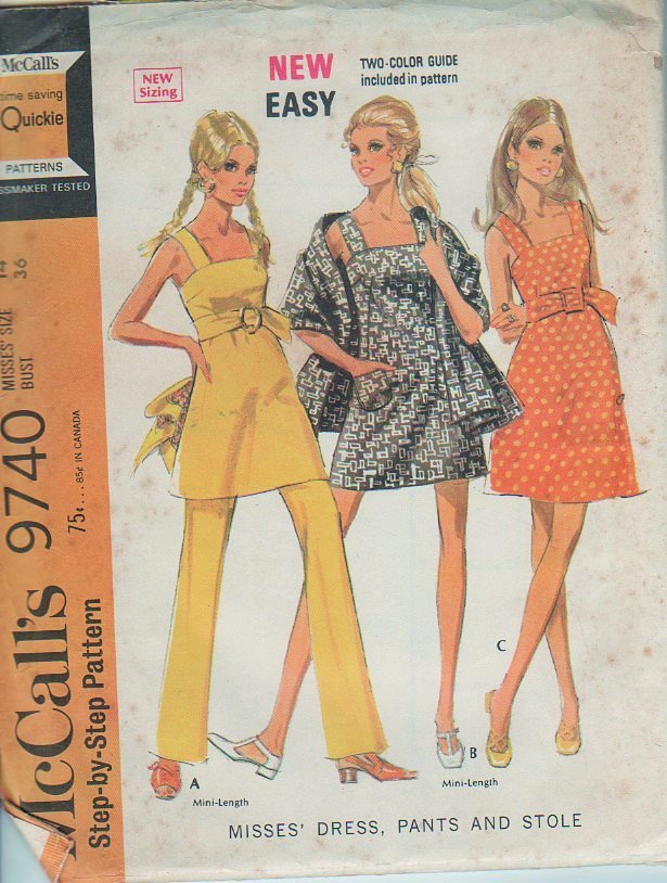 McCall's 9740 Mini Dress Pants Stole Sewing Patterns Wide Straps ...