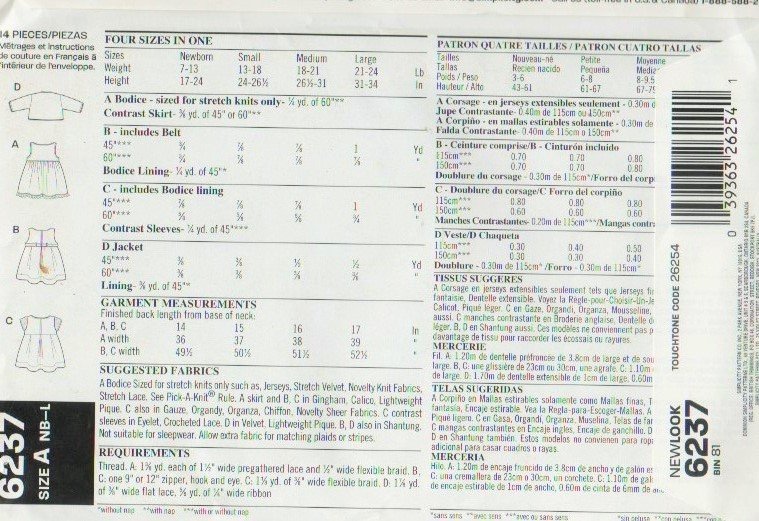 New Look 6237 Girls Gathered Waist Dress Bolero Jacket New Born to ...