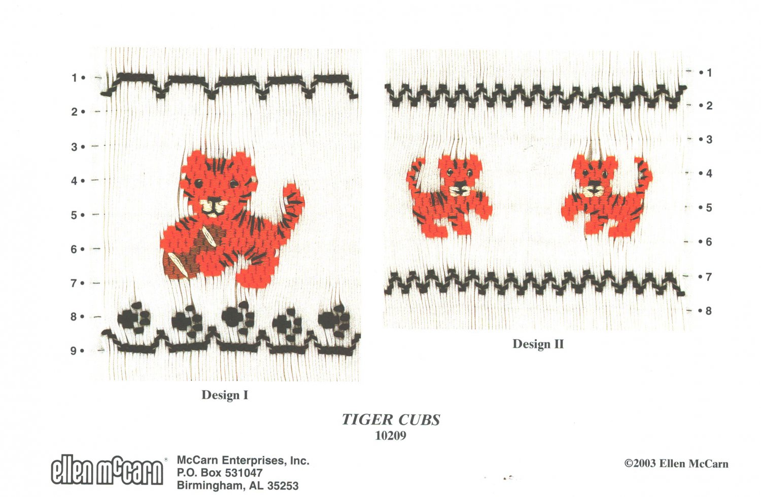 Tigers Ellen McCarn Smocking Plate Football Mascot #10209 Sewing ...
