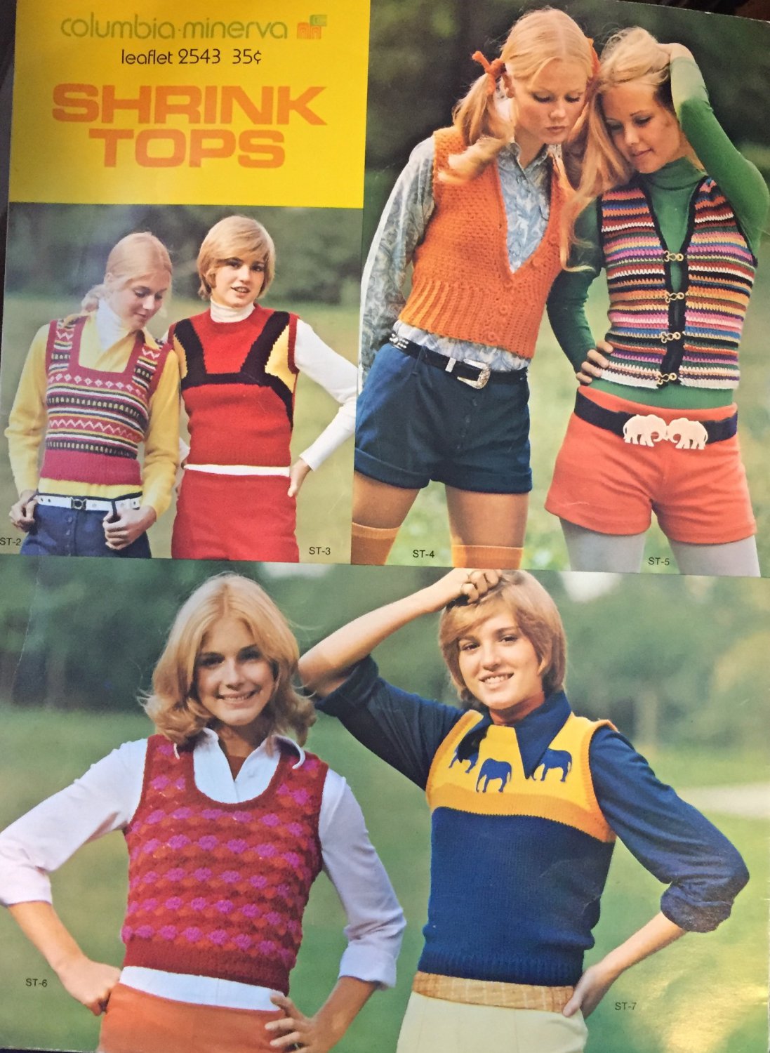 Shrink Tops Granny Square vests Columbia Minerva 2543 1970's Knitting ...