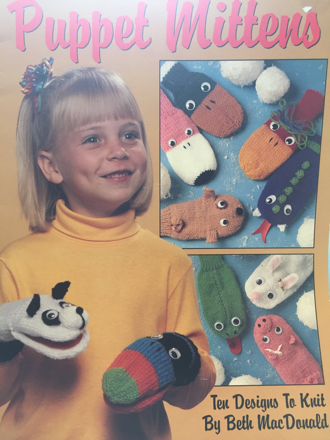 Puppet Mittens Knitting Pattern Leisure Arts 2275 puppy bunny snake pig ...