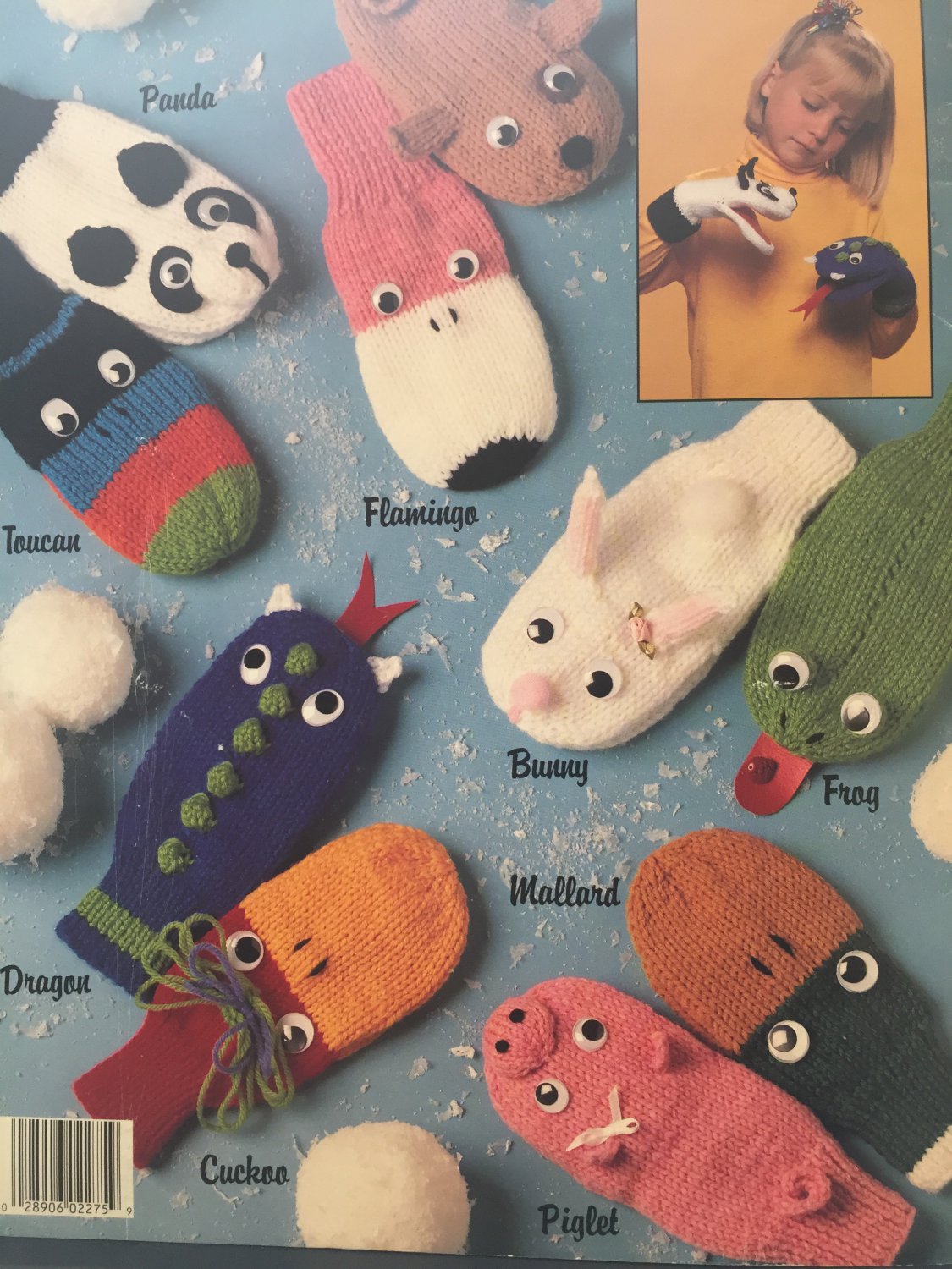 Puppet Mittens Knitting Pattern Leisure Arts 2275 puppy bunny snake pig ...
