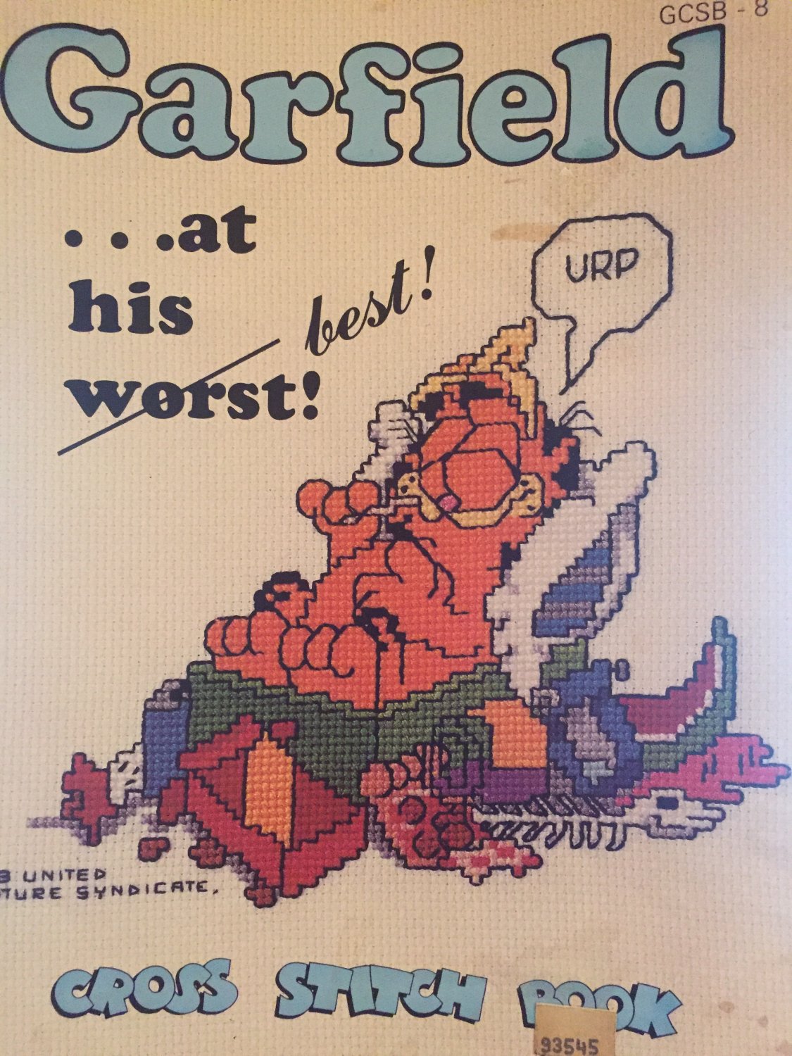 Garfield at his Best Cross Stitch Pattern Book Millcraft, Inc GCSB-8