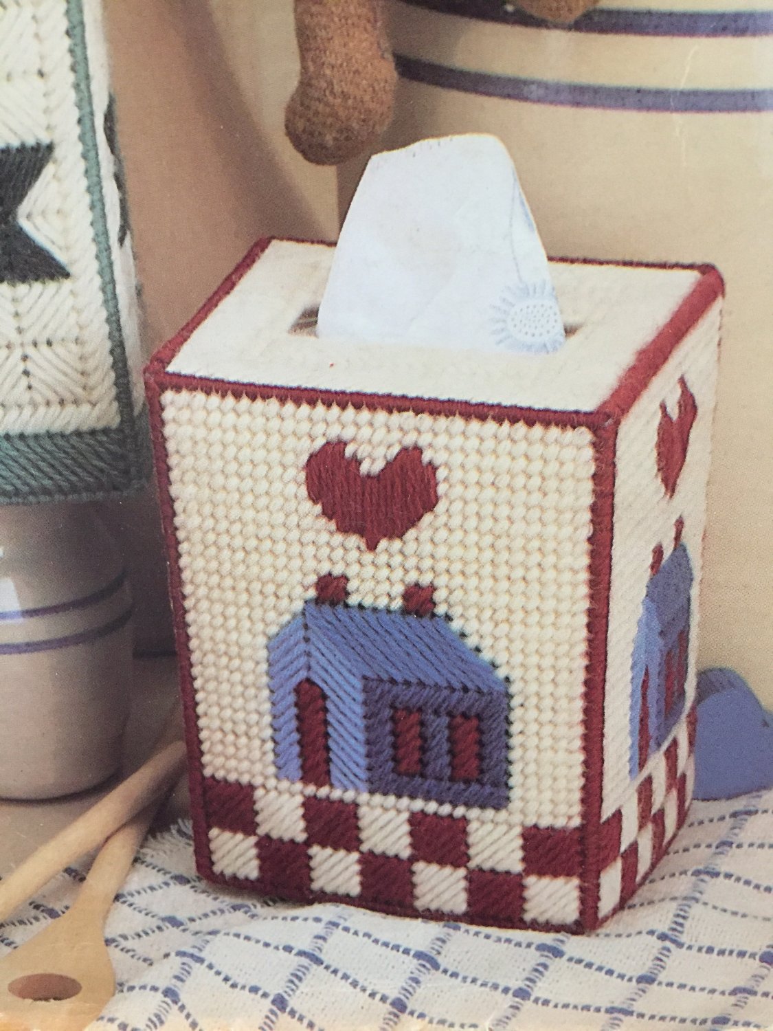 Country Tissue Boxes in Plastic Canvas Pattern Leisure Arts 411