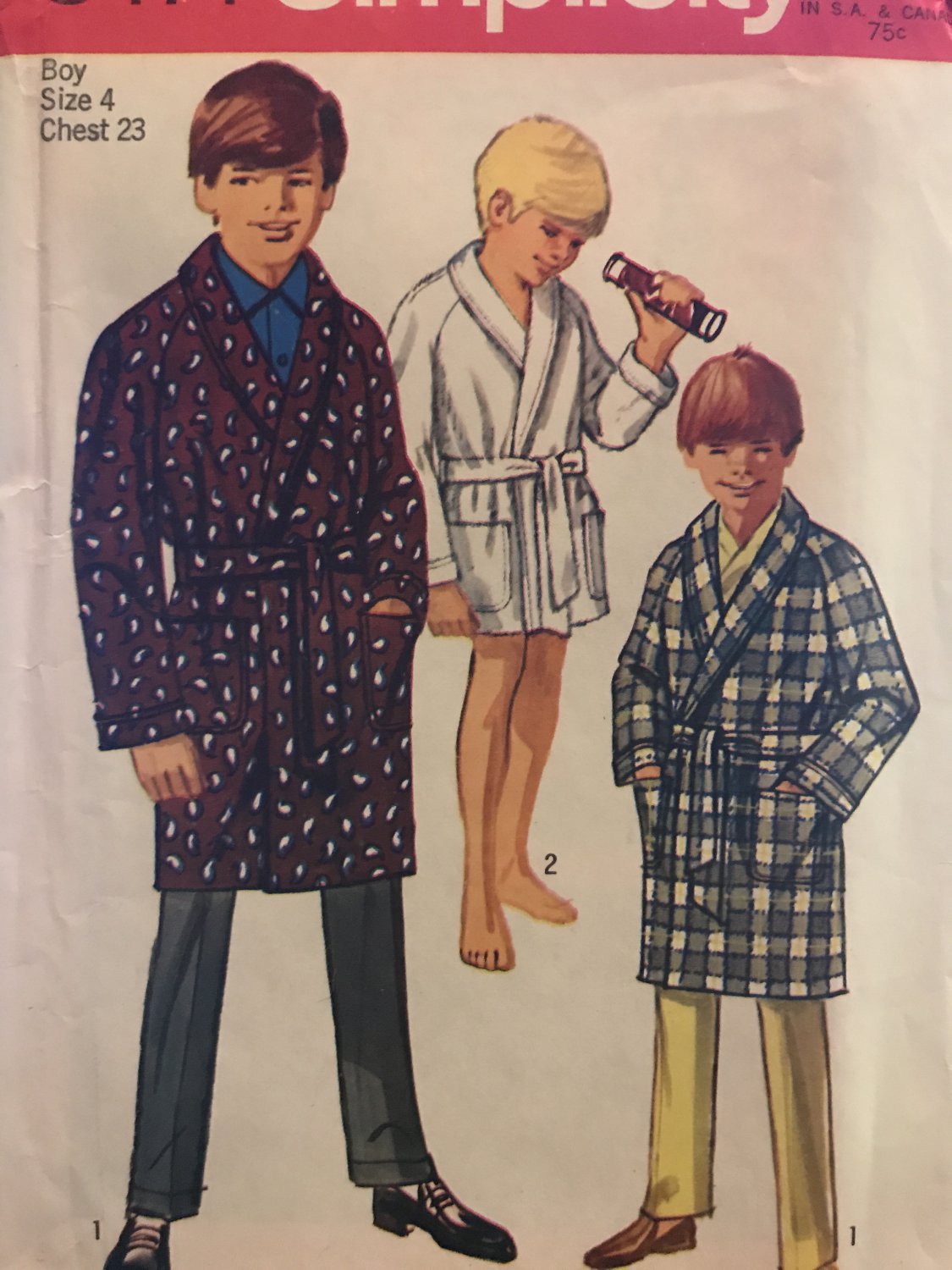 Simplicity 8471 Boys Bathrobe Robe sewing pattern Size 4 Chest size 23"