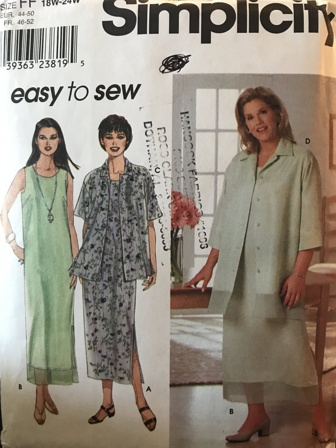 Simplicity 9135: Women's Dress and Jacket Plus Sizes 18W-24W Sewing Pattern