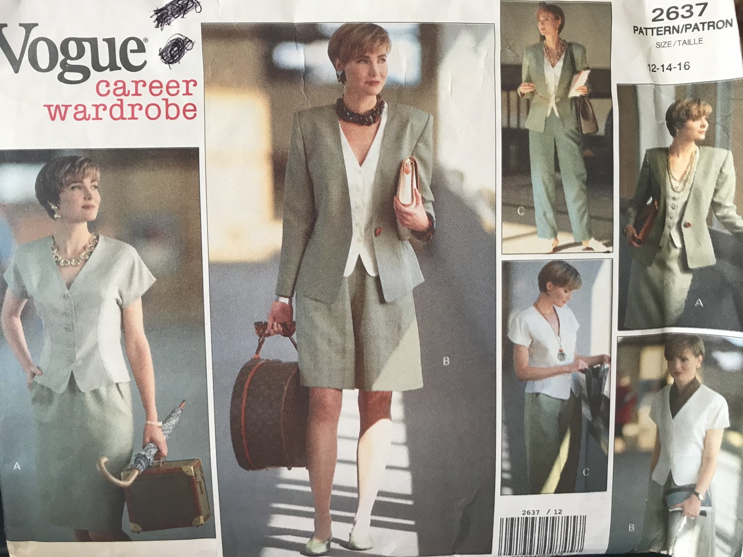 Vogue Career Wardrobe 2647 Misses' Jacket, Top, Skirt, Pants and Shorts ...