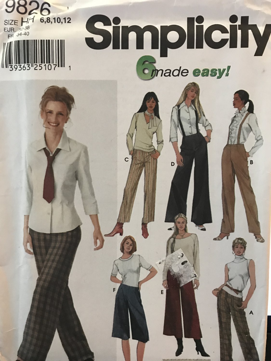 Simplicity 9826 Gauchos & Pants with Leg Width Variations Sizes 6 to 12 ...