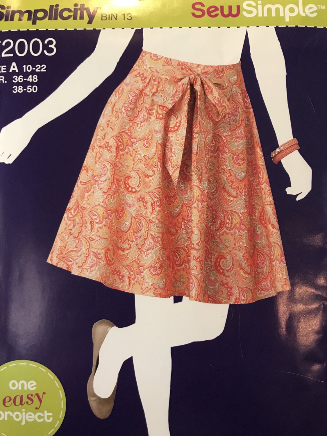 Simplicity 2003 Misses Sew Simple Skirt Size 10 - 22 Sewing Pattern