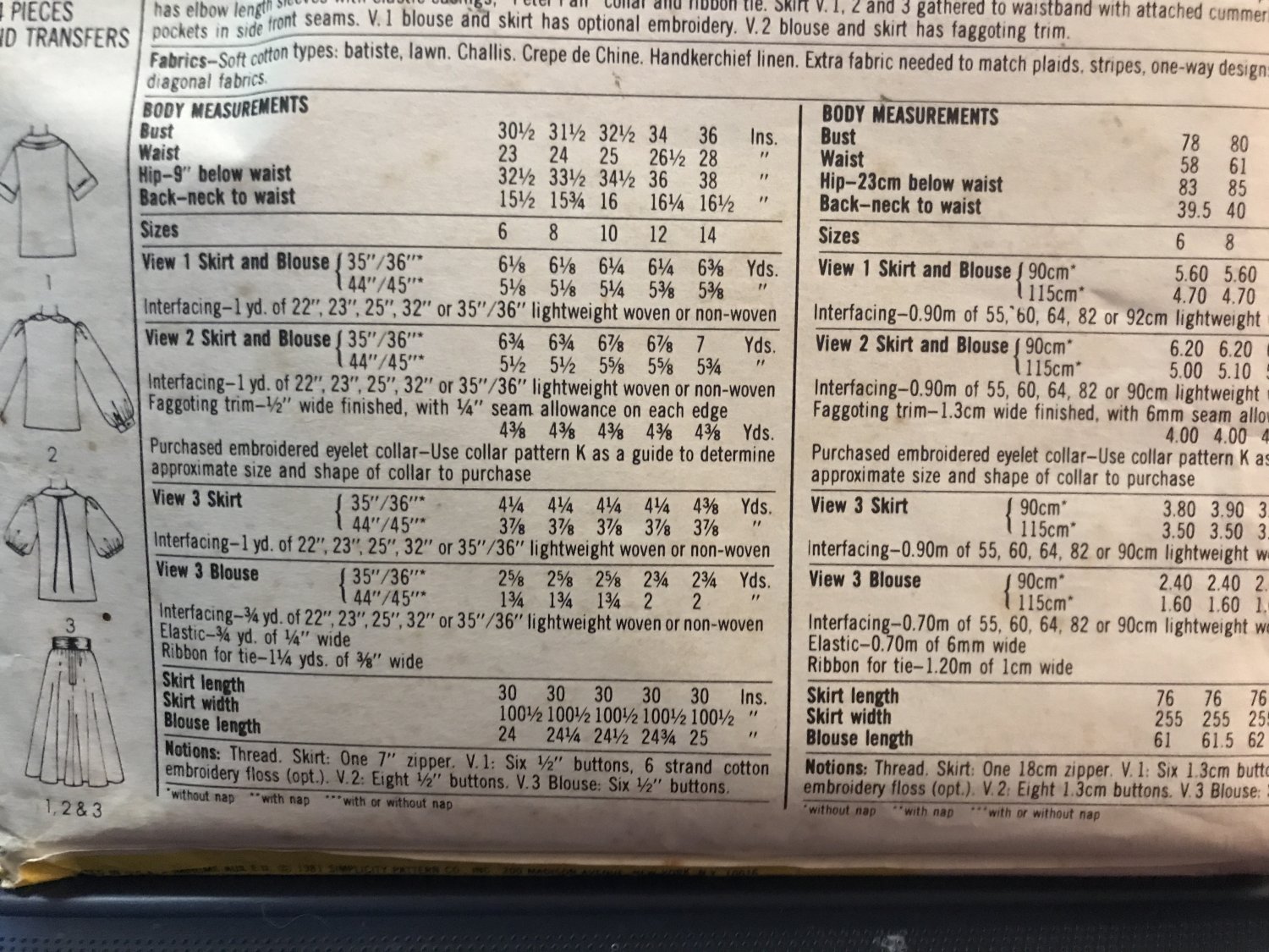 Simplicity Sewing Pattern 5360 Misses Size 14 Embroidered Full Skirt Blouse