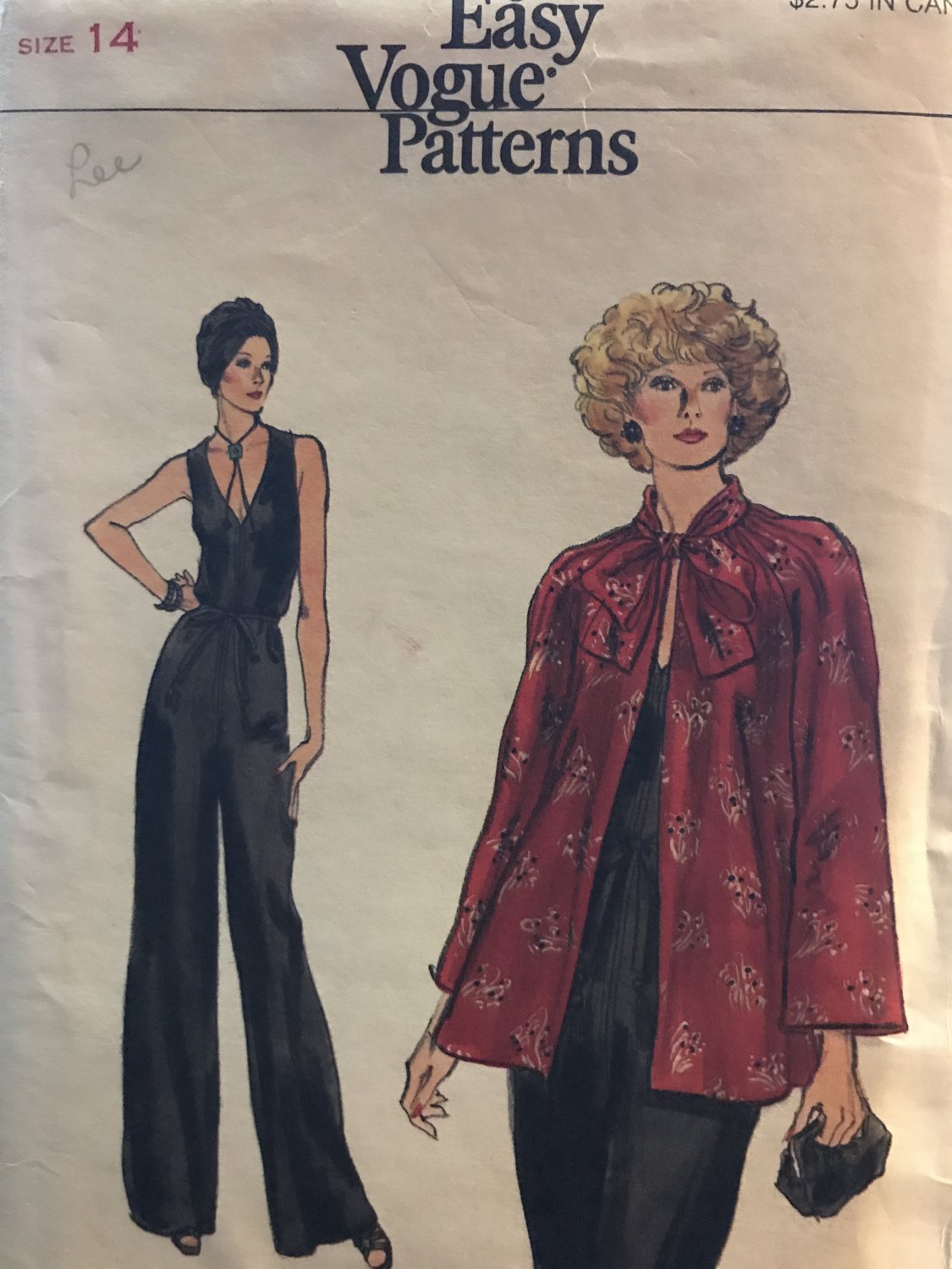 Very Easy Vogue 9253 Misses' Jacket and Jumpsuit size 14 Sewing Pattern