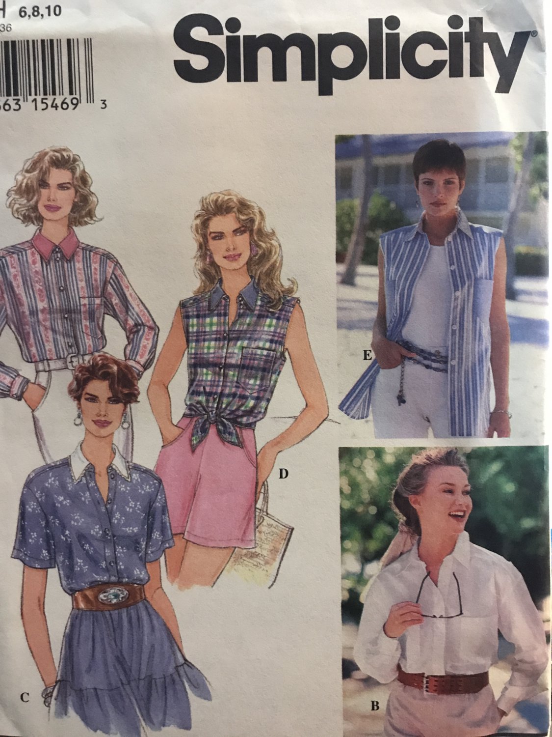 Simplicity 9014 Misses' Set of Shirt Styles Size 6 8 10 Sewing Pattern