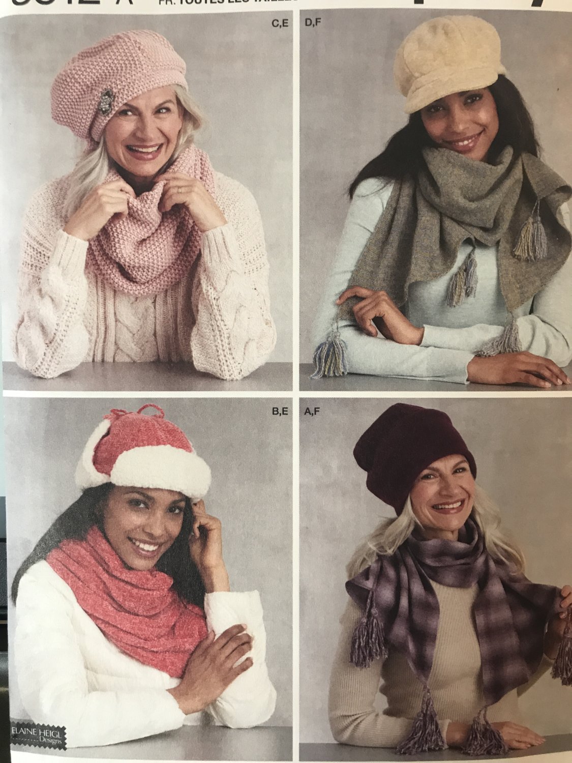 Simplicity 8812 Hats and Scarf Sewing Pattern 3 sizes
