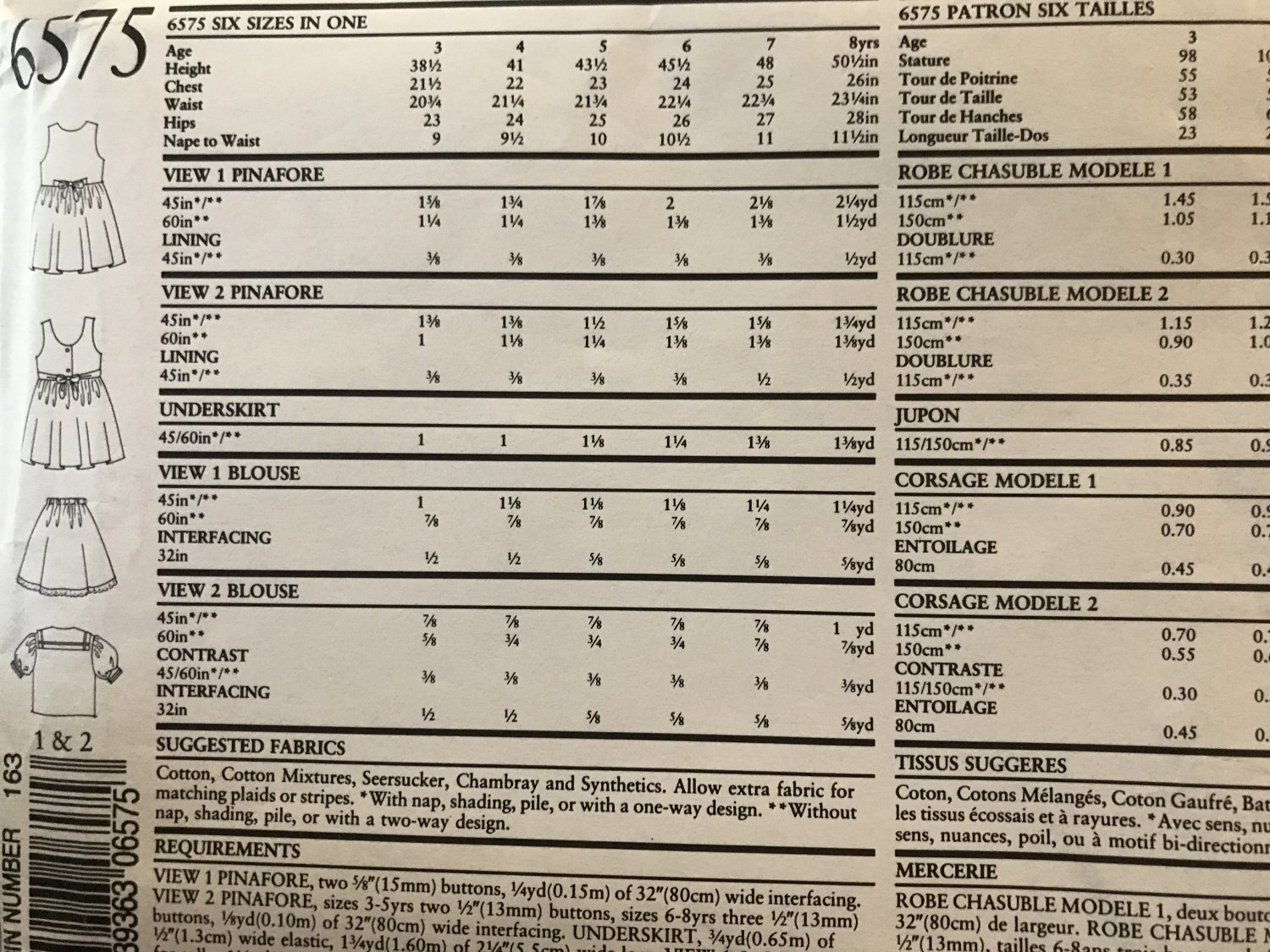 New Look 6575 Girl's Jumper, skirt and blouse with sailor collar Size 3 ...