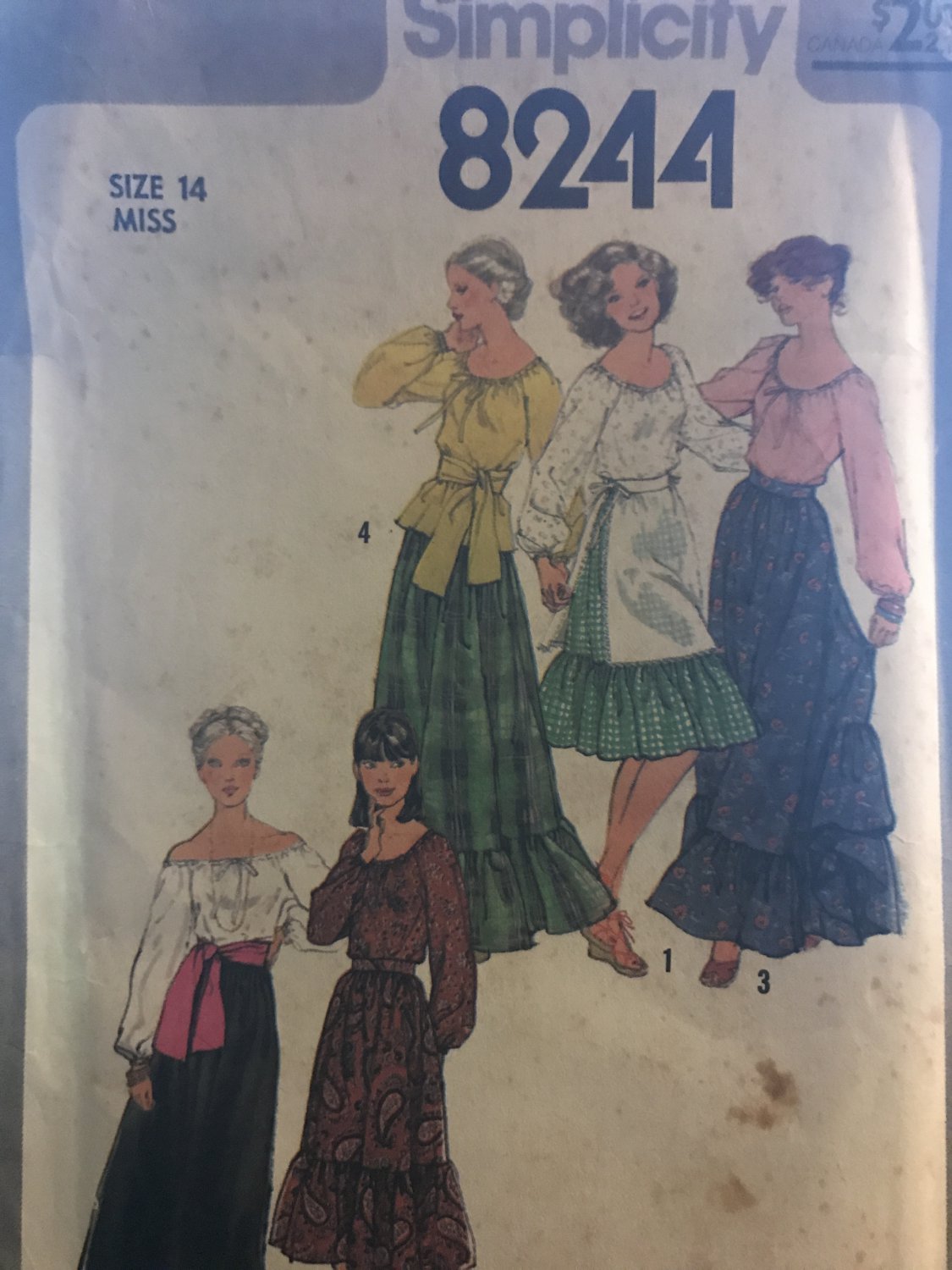 Simplicity 8244 Misses' Blouse, Skirt in Two Lengths, Apron and Sash ...