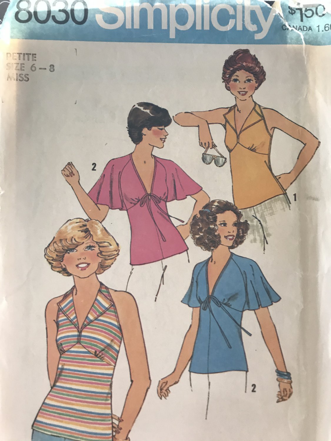 Simplicity 8030 Halter Top Flare Sleeve Top Sewing Pattern Size 6-8 ...