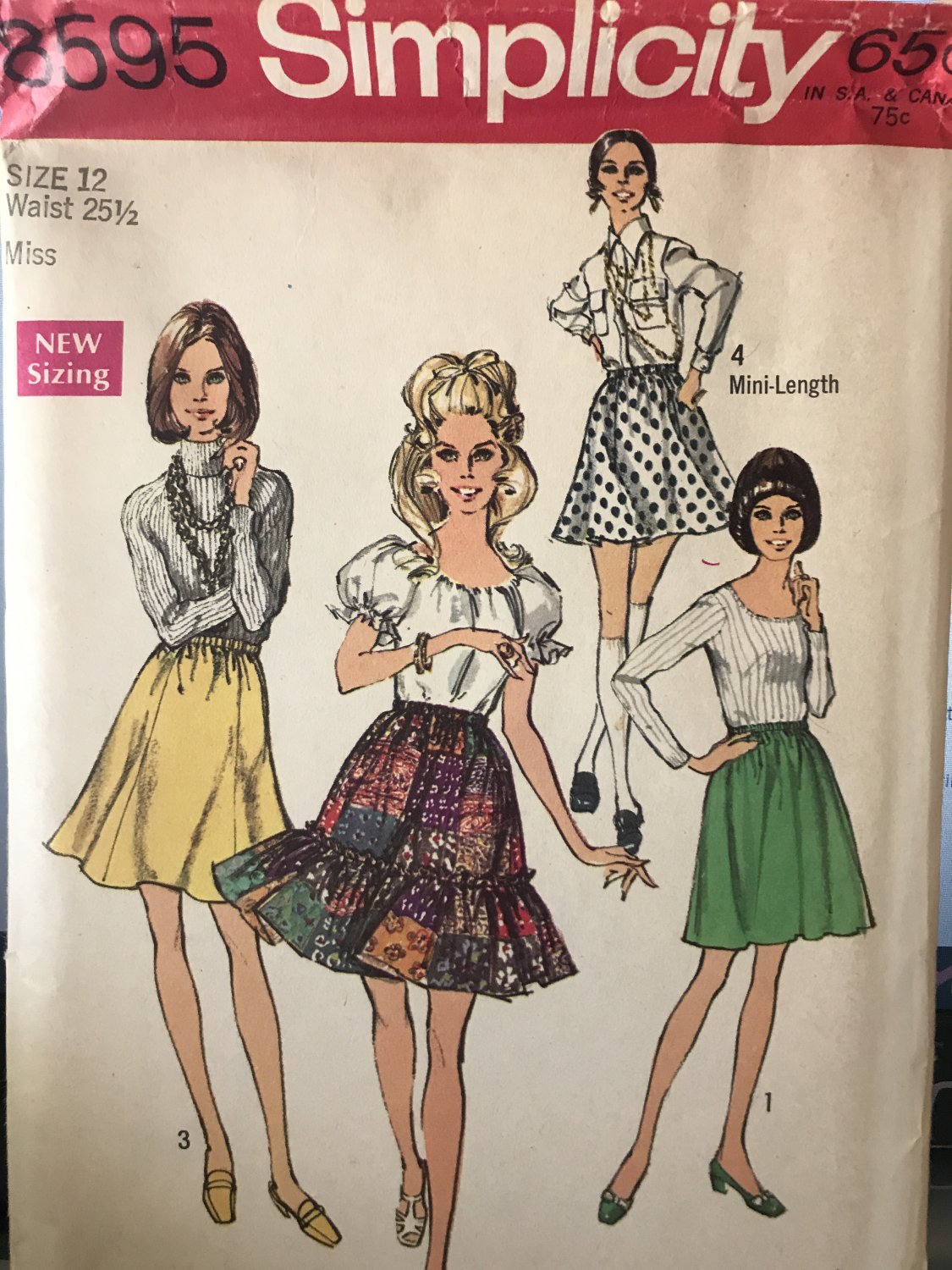 Simplicity 8595 Misses' Set of Skirts in Two Lengths Size 12 Waist 25 1 ...