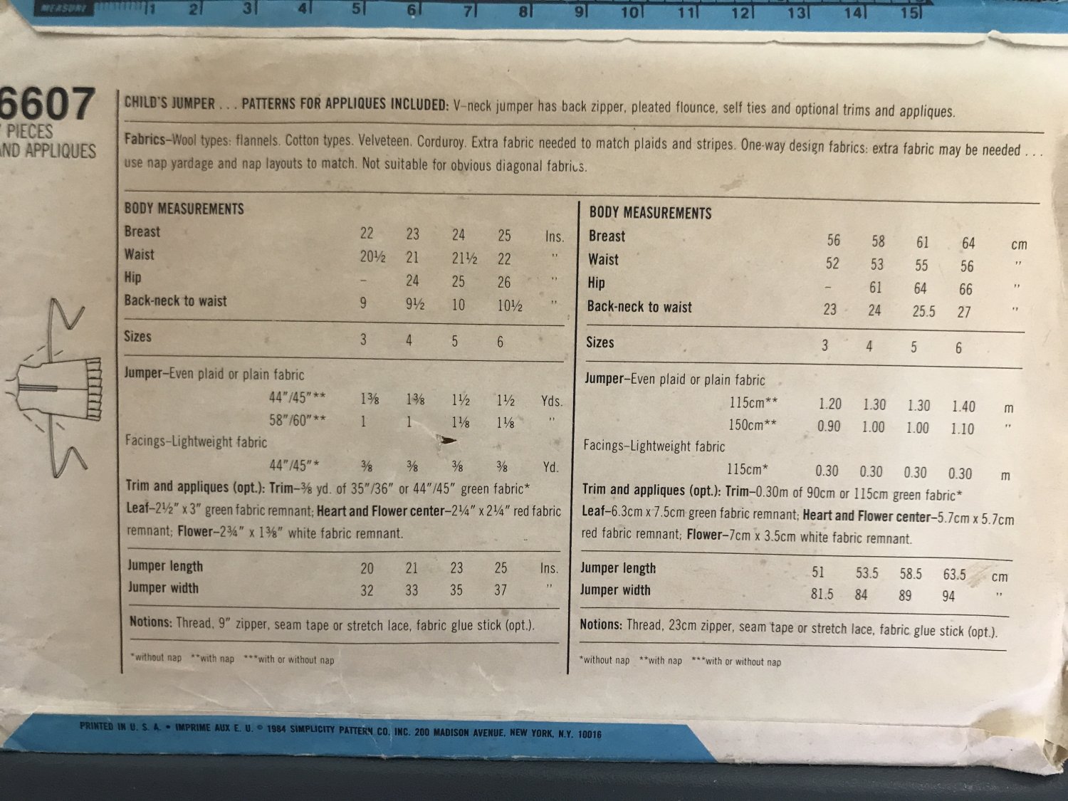 Simplicity Florence Eiseman Pattern 6607 Girls Jumper with Patterns for ...