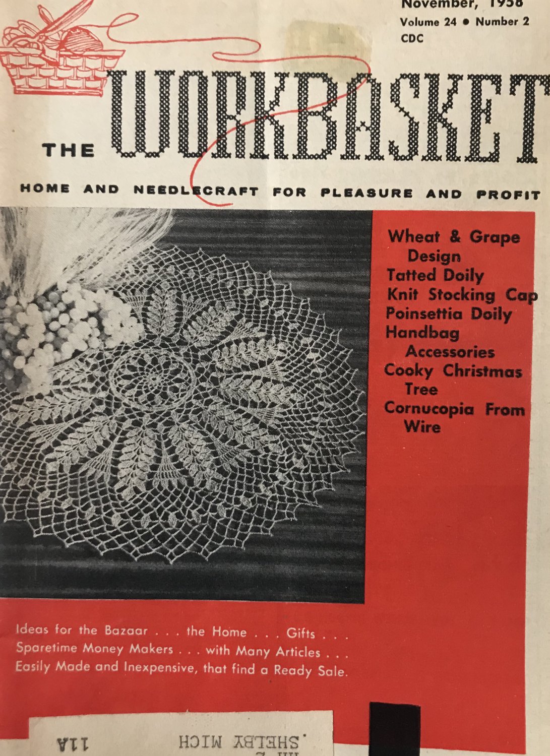 Workbasket Magazine November 1958 Vintage Patterns Doilies