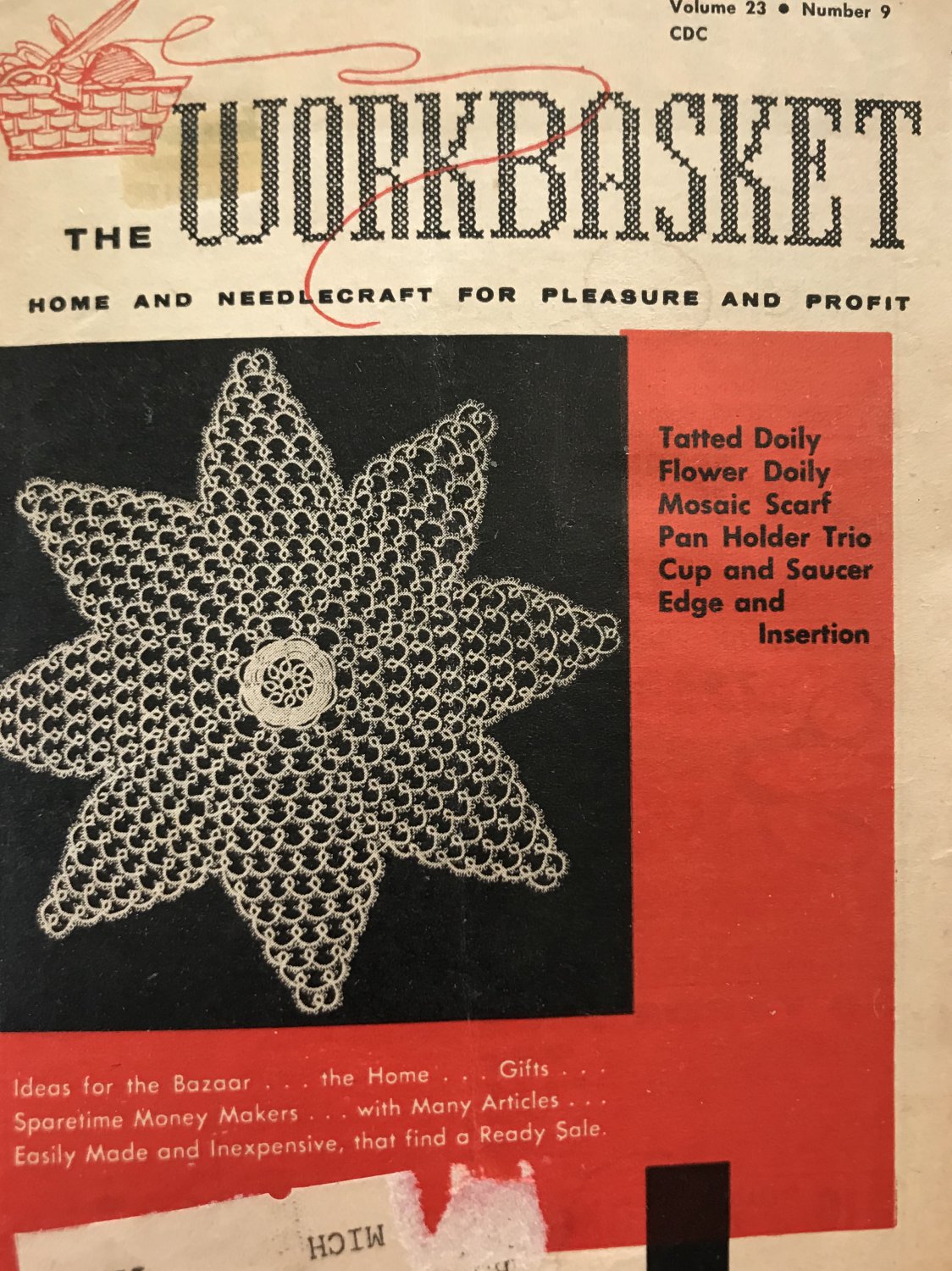 Workbasket Magazine June 1958 Vintage Patterns Flower Doily Tatted ...