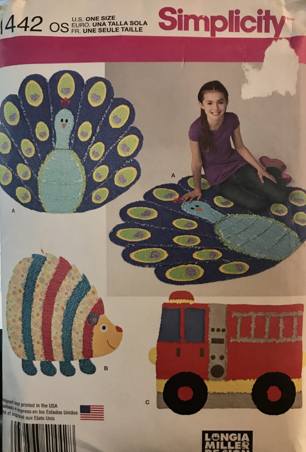 Simplicity 1442 Sew Pattern RAG QUILTS Peacock Fire Truck Hedgehog ...