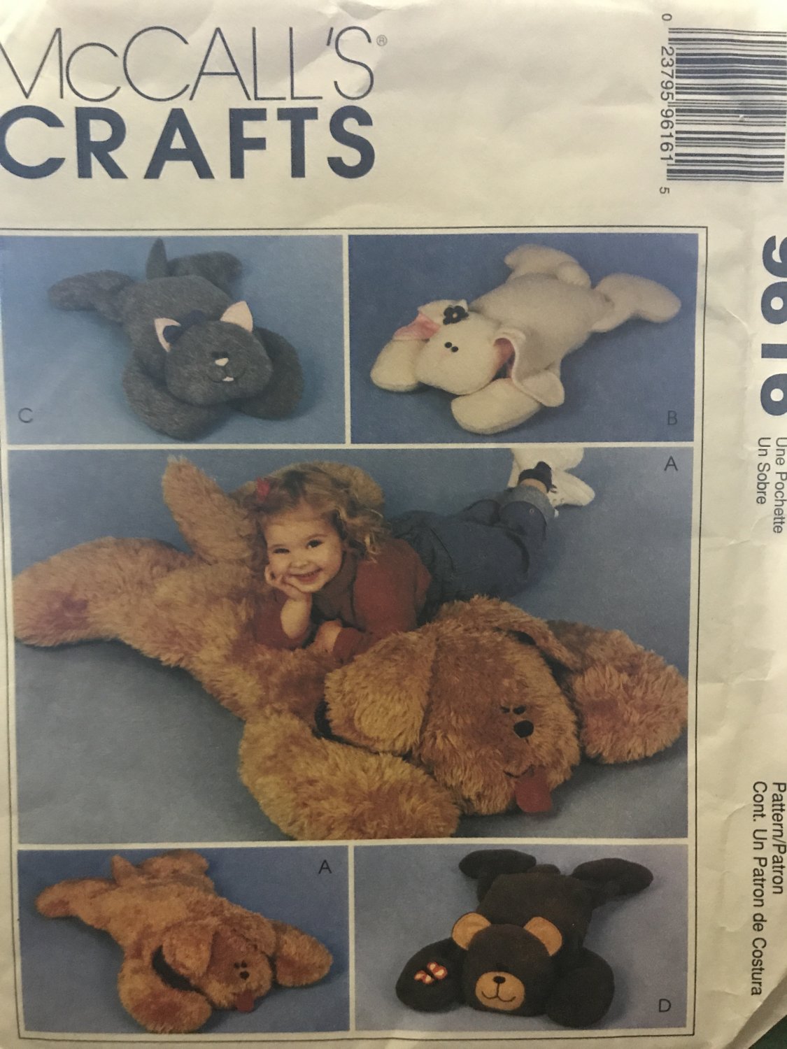 McCall Crafts 9616 Fuzzy Friends Animal Pillow Shams Sewing Pattern