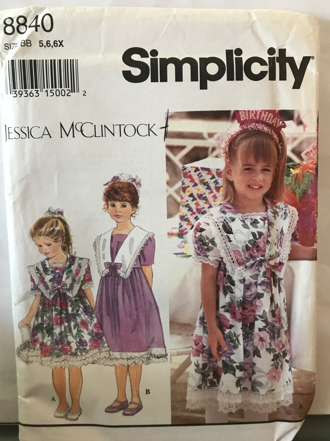 Simplicity 8840 Child's Dress with collar Sewing Pattern Size 5 6 6X