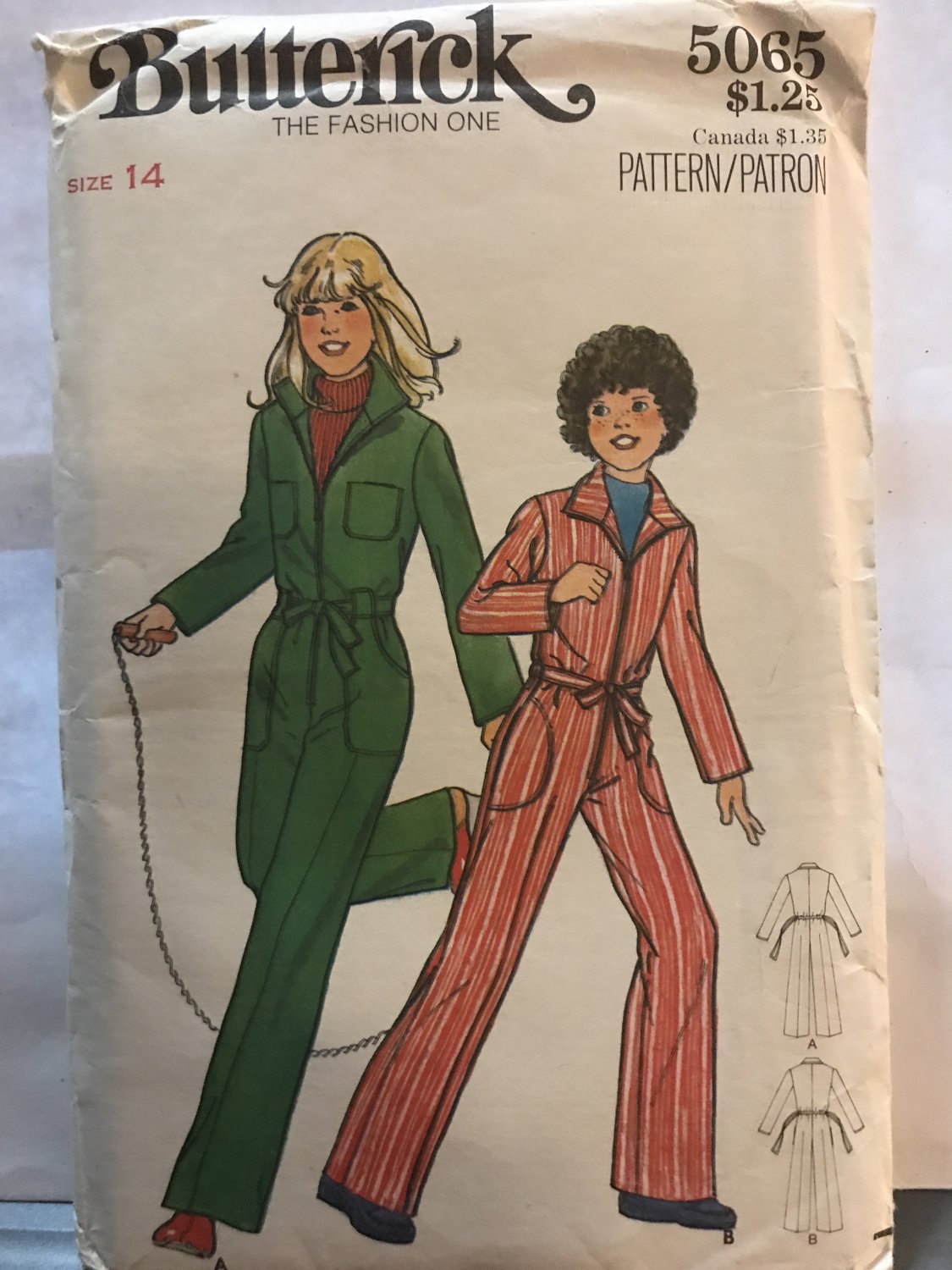 Butterick 5065 Girls' Jumpsuit Sewing Pattern Size 14